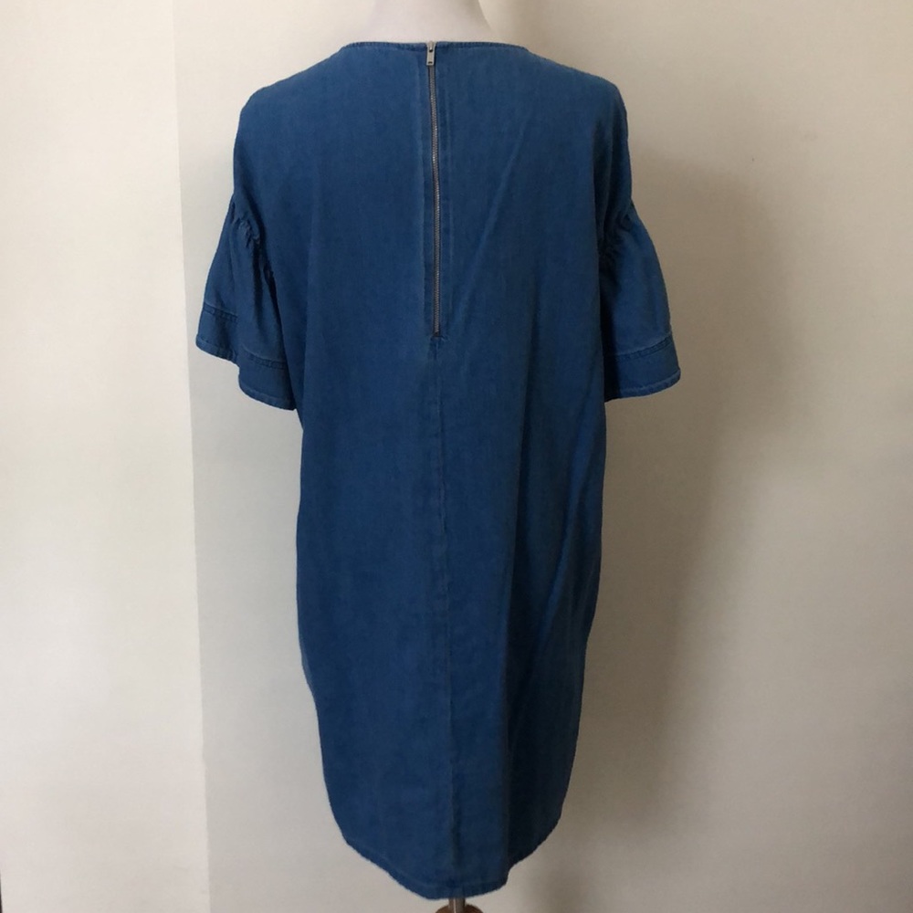 Cos Light Denim Shift Dress With Ruffle Sleeve - Gem